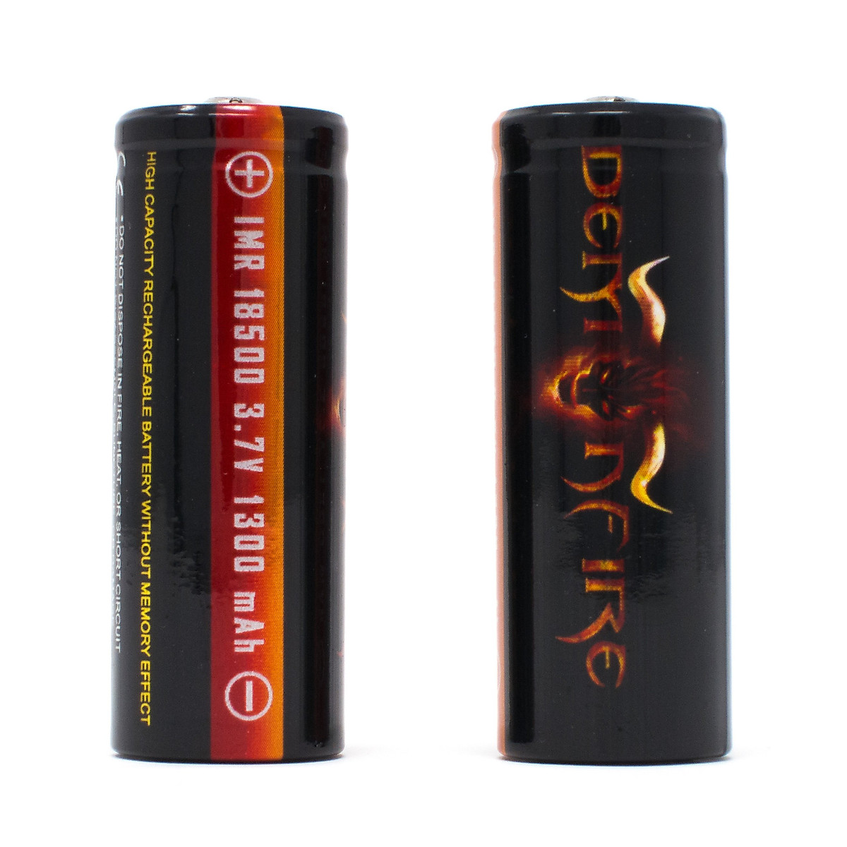 Demonfire IMR 18500 1300mAh 3.7V High Drain LiMn Rechargeable Battery with Button Top (2 Pieces)