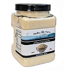 Unflavored Gelatin by Medley hills farm 1.25 lbs. in Reusable Container - Gelatin powder unflavored thickening agent. Made in USA.