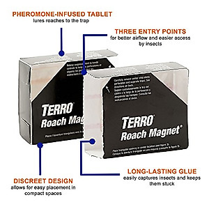 TERRO T256 Poison Free Roach Magnet Trap and killer with Exclusive Pheromone Technology - Kills Ants, Spiders, Scropions, Silverfish, Crickets, and More - 12 Traps