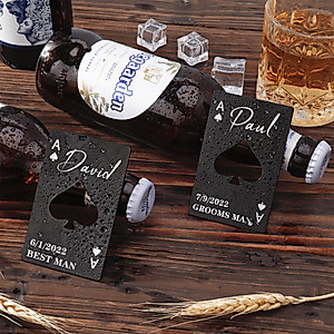 JATEBI Groomsmen Bottle Openers,5Pcs Personalized Man Credit Card Bottle Opener,Team Groom Gifts,Groomsman, Best Man, Usher, Groom Gift, Father of the Bride
