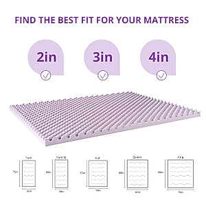 EGOHOME Egg Crate Memory Foam Mattress Topper 3 Inch Cal King, Cooling Gel Infused Foam Mattress Topper for Pressure Relief, CertiPUR-US Certified Bed Topper, Purple, 72"×84"