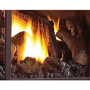 HearthSense Natural Gas Ventless Gas Fireplace System with Mantle, Remote Control, 4 Fire Logs, Use with Natural Gas, 20000 BTU, Heats up to 950 Sq. Ft., Cherry