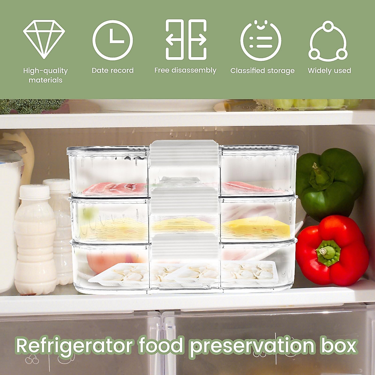 WOTPCRD Deli Meat Container for Fridge, 3/4 Layer Lunch Meat Container for Refrigerator Organizing, Bacon Storage Container, Food Grade Removable Bacon Keeper Fridge Meat Container for Home (3 Layer)