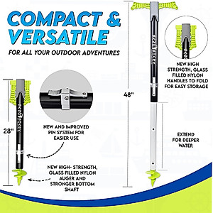 SandShark Supersport 2.0 Boat Anchor - Shallow Water Anchor Pole - Great Jet Ski Anchor, PWC Anchor, Pontoon Boat Accessories for Beach and Sandbar - Adjusts 29"-48" w/Case