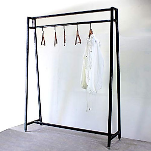 Womio Industrial Metal Clothes Racks with Clothing Hanging Rack, Display Racks for Laundry,Moden Drying Rack Garment Racks,Black Brush Silver