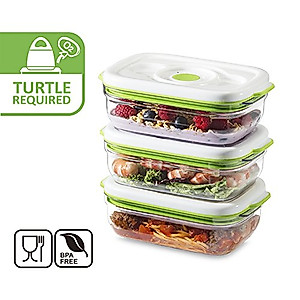 FOSA Vacuum Seal Food Storage System Reusable Small Containers, 3 pack, 34 oz size (Vacuum pump not included)