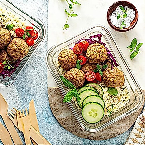 VERONES 10 Pack 22 OZ Glass Meal Prep Containers, Airtight Glass Lunch Containers Set, Glass Food Storage Containers with Lids,BPA-Free, for Microwave, Oven, Freezer & Dishwasher Friendly,Grey