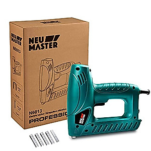 Electric Brad Nailer, NEU MASTER Staple Gun N6013 with Contact Safety and Power Adjustable Knob for Upholstery and Home Improvement, Includes 336pcs Staples and 200pcs Nails