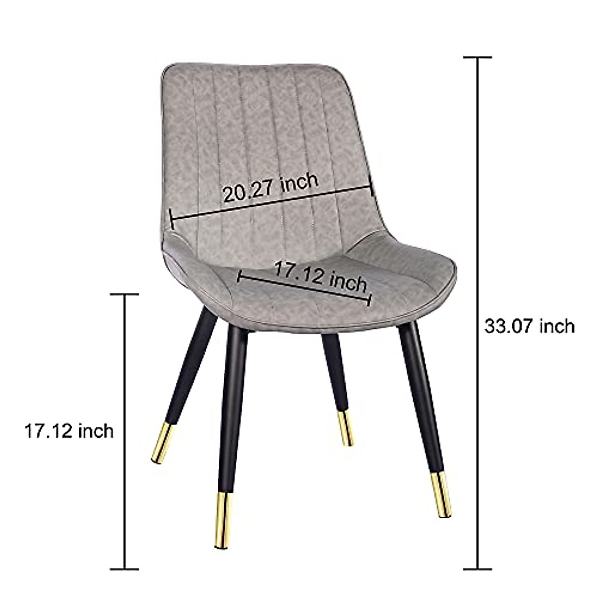 GIA Retro Armless Upholstered Side Dining Chair with Vegan Leather, Gray,Qty of 1