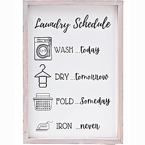 Athena's Elements Farmhouse Laundry Room Wall Signs, Funny Home Decor Rustic Wooden Sign, Laundry Quotes for Modern Laundry Room, 11x16 Inches