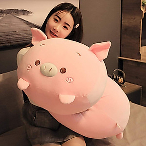 Jensquaify Pig Plush Pillow Soft Pig Stuffed Animal Toy Piggy Body Pillow, 33.5"