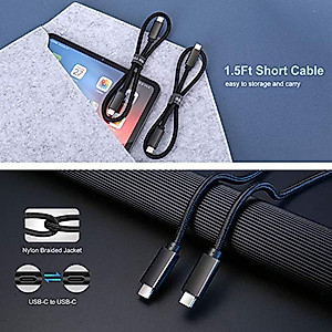 Besgoods USB C to USB C Cable, (1.5Ft) Short 100W USBC 3.1 Gen2 Power Delivery Compatible with SSD Hard Drive,MacBook,iPad Pro,PD Docking Station,4K Monitor,Pixel,Galaxy, Type C Devices,2-Pack(Black)