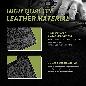 2 Pack Phone Card Holder, Dual Pocket Leather Phone Wallet Stick On, Credit Card Holder for Phone Case, Back of iPhone Samsung Android Smartphones, Black