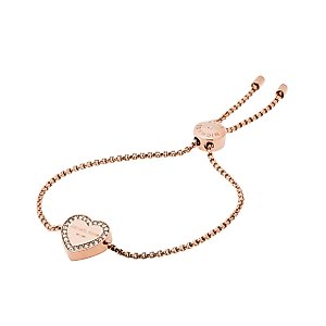 Michael Kors Stainless Steel and Pavé Crystal Heart Chain Bracelet for Women, Color: Rose Gold (Model: MKJ5391791)