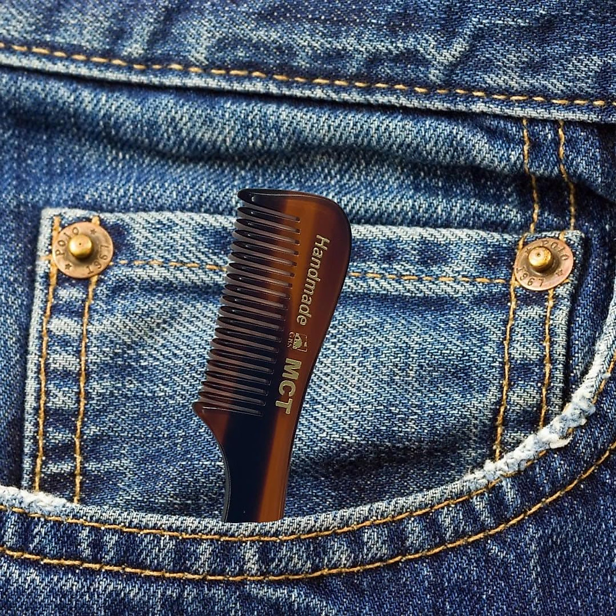 G.B.S MCT Handmade Fine-Toothed Beard Mustache Comb, Saw-Cut and Hand Polished