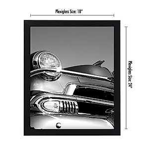 Americanflat 18x24 Poster Frame in Black - Composite Wood with Polished Plexiglass - Horizontal and Vertical Formats for Wall with Included Hanging Hardware