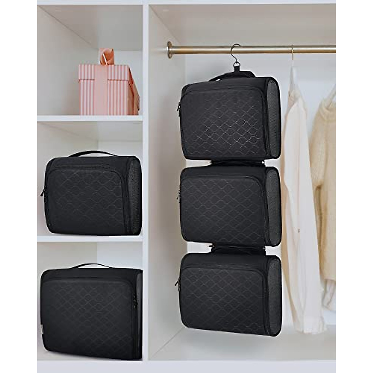 Hanging Packing Cubes for Travel, BAGSMART 6 Set Travel Organizer Cubes for Travel Accessories, Portable Suitcase Organizer Bags Set, Lightweight Stow and Go Travel Luggage Packing Organizer