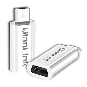 Mini USB to Micro USB Adapter, (2-Pack) Mini USB Female to Micro USB Male Convert Connector Charge & Data Sync Compatible with Samsung Galaxy S6 S7 Edge, LG Nexus 5 4 and Micro USB Devices(White)
