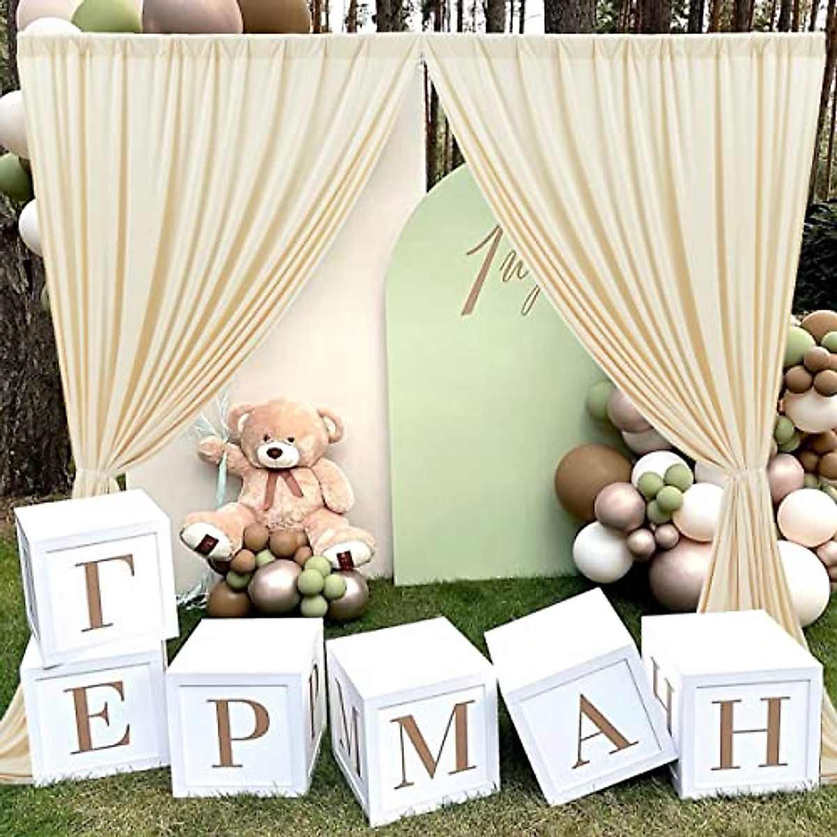 Champagne Backdrop Curtain for Parties Wedding Baby Shower Wrinkle Free Photo Curtains Backdrop Drapes Fabric Decoration for Bridal Shower 5ft x 7ft,2 Panels