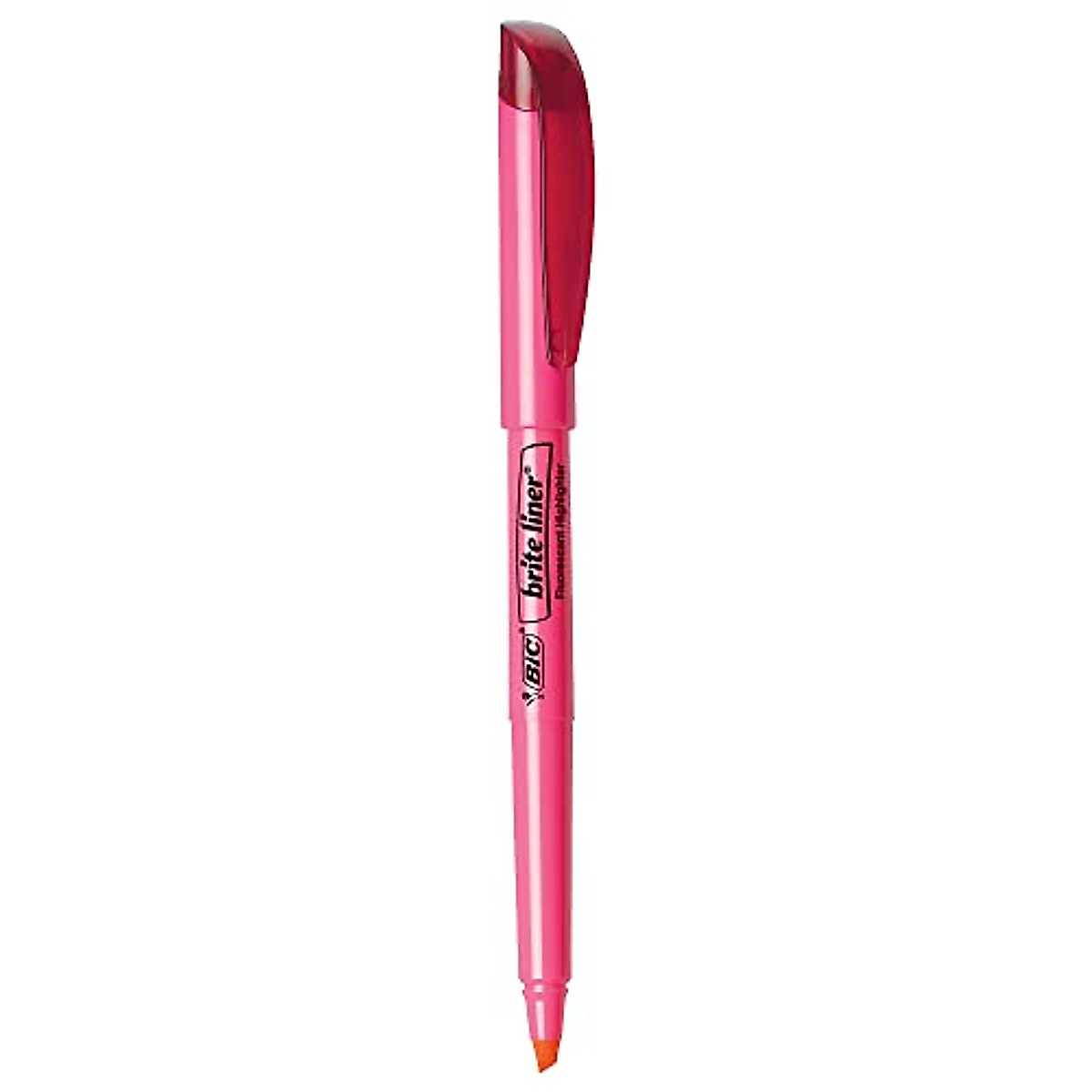 BIC Brite Liner Highlighter, Chisel Tip For Broad Highlighting & Fine Underlining, Pink, 12-Count