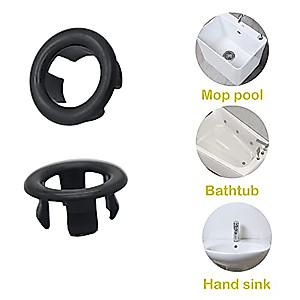 4 Pack Bathroom Basin Sink Round Hole Trim Overflow Cover Rings Hole Insert in Cap Hollow Ring Triangle for Hole Diameter Replacement Ceramic Pots for Home,Sink,Bathroom,Kitchen (black)