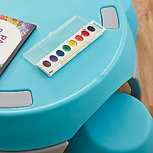 ECR4Kids Ayana Table and Stool Set, Kids Furniture, Cyan/Light Grey, 5-Piece