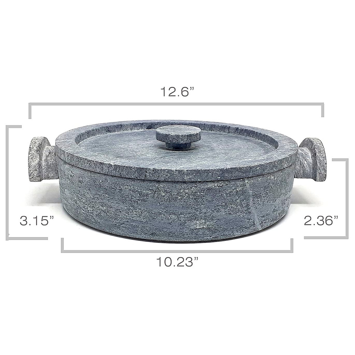 Cookstone 2.4 quarts saute pan and braiser | Handcrafted from a block of pure soapstone | Unique, durable and eco-friendly | Non-toxic and Non-stick | One time seasoning |THE GREEN ALTERNATIVE TO CAST