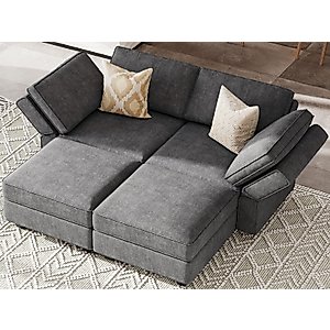 Belffin Modular Sofa Bed Sectional Sleeper Sofa Convertible Sectional Couch Bed Set Reversible Chaise Dark Grey