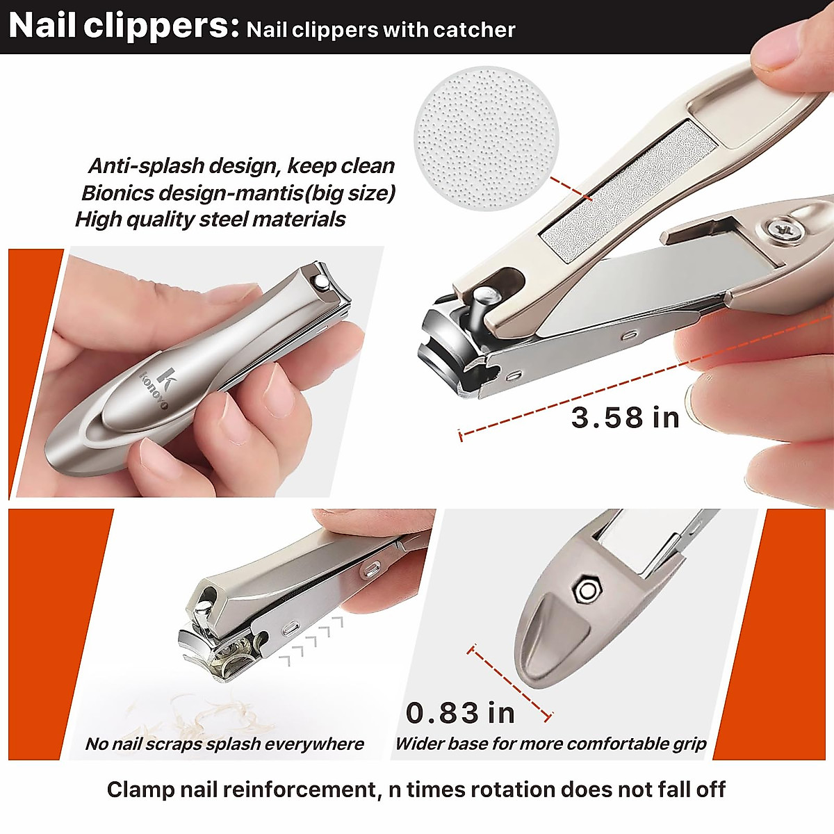 Toenail Clippers for Seniors Thick Toenails, Toe Nail Clippers Adult Thick Nails long handle, Professional Heavy Duty Nail Clippers 6Pcs Black