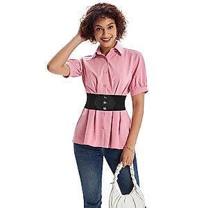 GRACE KARIN Womens Stretchy Belt Snap Button Corset Elastic Waist Belt Cincher Belt for Daily Party Dress Medium