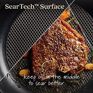 Anolon X SearTech Aluminum Nonstick Frying Pan with Helper Handle, 12-inch, Super Dark Gray