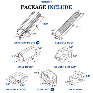 LyPrem 10Ft Mini Split Line Set Cover 3" PVC Line Cover Kit for Mini Split and Central Air Conditioner & Heat Pump(White)