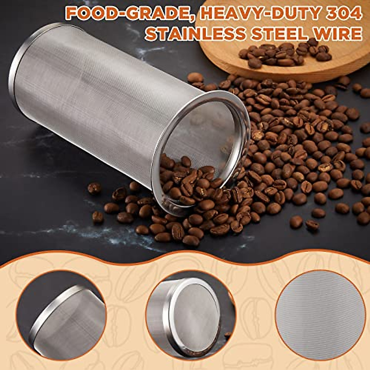 2 Pcs Cold Brew Coffee Filter 2 Quart Coffee Tea Infuser Stainless Steel Mesh Filter Mason Canning Jar Coffee Filter Reusable Mesh Coffee Filter for Wide Mouth Mason Canning Jar and Iced Tea Maker