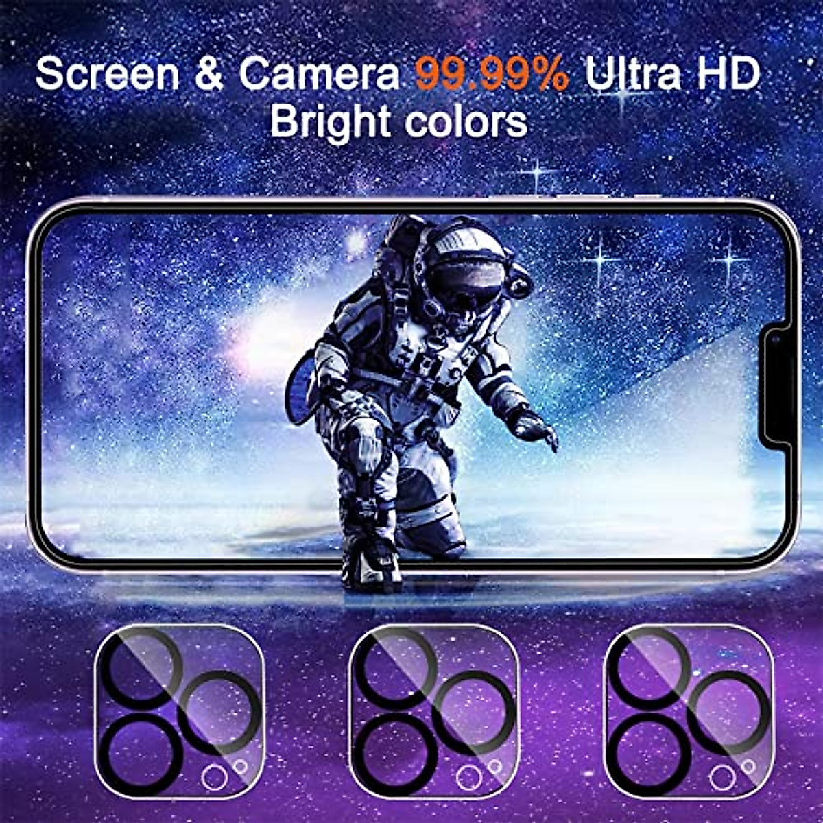 IMBZBK [3+3 Pack] for iPhone 13 Pro Max Screen Protector 3 pack HD Tempered Glass Accessories with 3 pack Camera Lens Protector Case Friendly 9H Hardness Bubble Free Protector de Pantalla