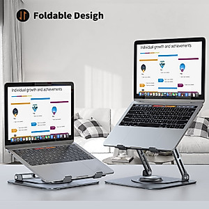 JOYEKY Laptop Stand for Desk, Adjustable Computer Stand with 360° Rotating Base, Ergonomic Laptop Riser for Collaborative Work, Foldable & Portable Laptop Stand, fits for All 10-16" Laptops