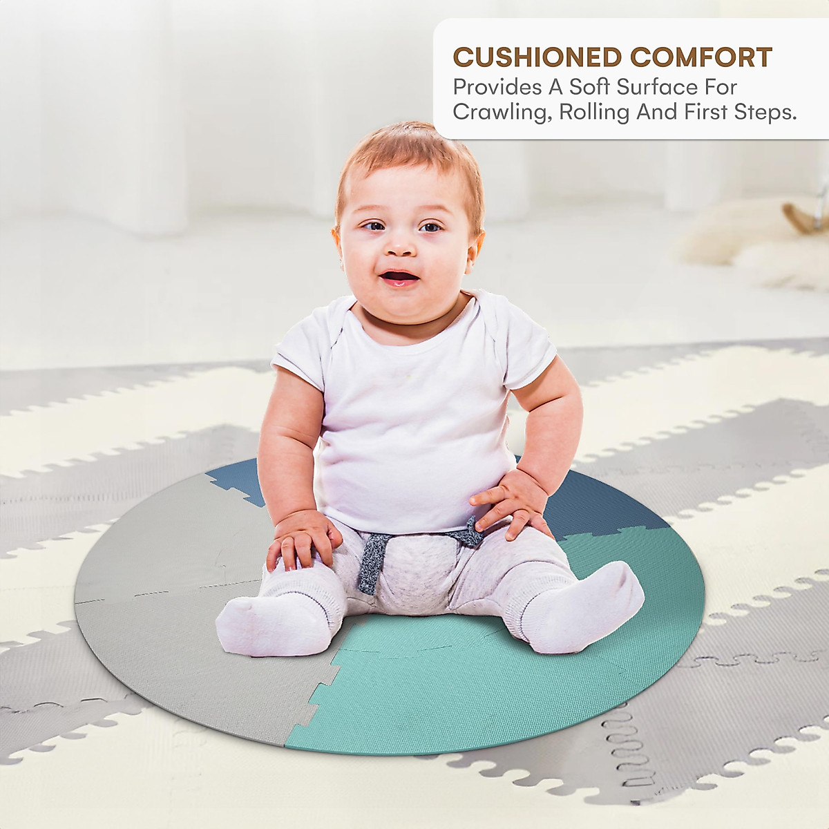 CHILDLIKE BEHAVIOR Premium Foam Play Mat - Baby Floor Mat, Playing Pen Foam Mats for Floor - Tummy Time Playmat Cushion Protection & Crawling Mat Tiles in Playroom - Soft Non-Toxic Play Mats