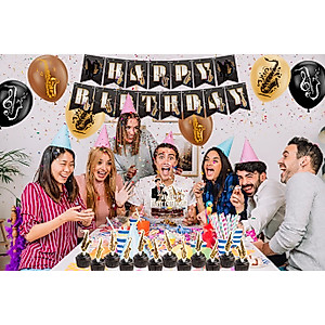 Saxophone Birthday Party Decorations Saxophone Party Supplies Includes Birthday Banner Cake Cupcake Toppers Balloons for Music Saxophone Birthday Baby Bridal Shower Decor
