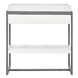 Dream On Me Arlo Changing Table in Steel Grey, Made of Solid New Zealand Pinewood, Non-Toxic Finish, Comes with Water Resistant Mattress Pad & Safety Strap