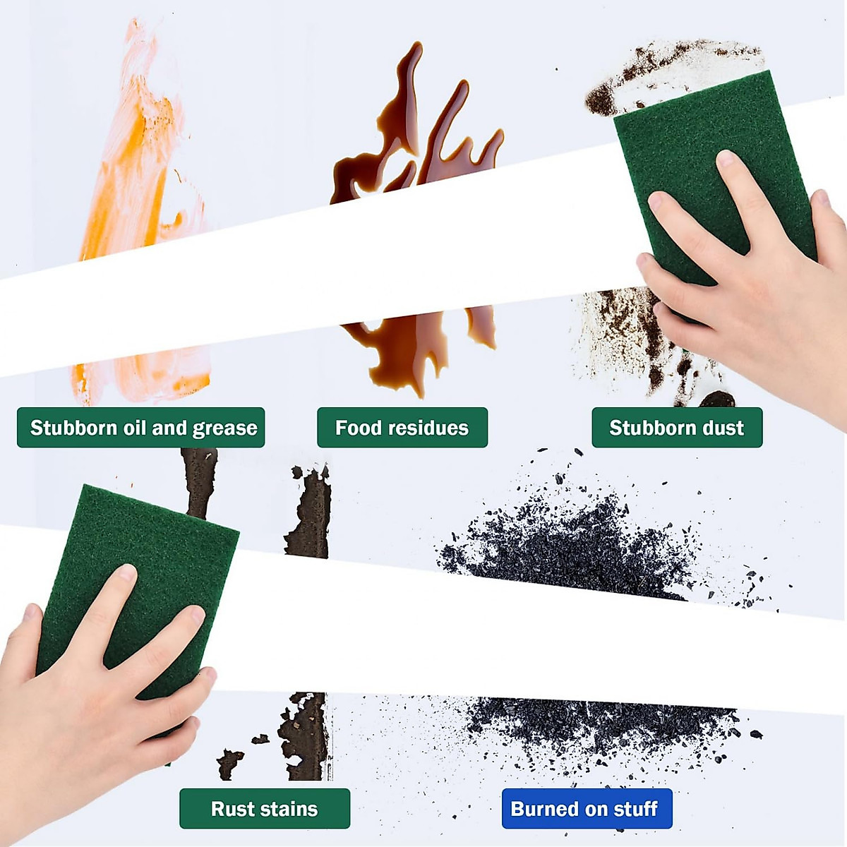 YoleShy 40 PCS Scouring Pad, Dish Scrubber Scouring Pads,4.5 x 6 inch Green Reusable Household Scrub Pads for Dishes, Kitchen Scrubbers & Metal Grills