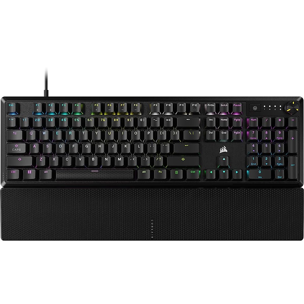 CORSAIR K70 CORE RGB Mechanical Gaming Keyboard with Palmrest - Pre-lubricated Corsair MLX Red Linear Keyswitches - Sound Dampening - Media Control Dial - iCUE Compatible - QWERTY NA Layout - Black