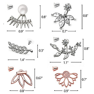 Suyi Fashion Hollow Lotus Flower Earrings Crystal Simple Chic Stud Earrings Set 8 Pairs