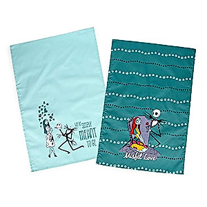 The Nightmare Before Christmas Jack and Sally Cotton Hand Towels, Set of 2 | Quick Dry Wash Cloths Bath Set Collection | Official Disney Home Decor For Kitchen, Bathroom
