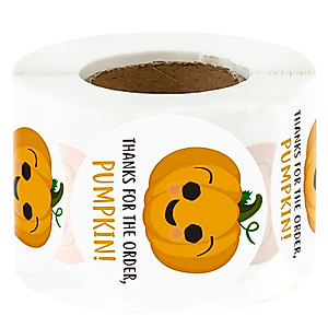WRAPAHOLIC Gift Stickers - Jack-O-Lantern Design Sticker, Thank You Business Stickers for Holiday/Party Decoration and Gift Wrap - 2 x 2 Inch 500 Total Labels