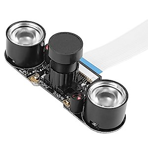 Socobeta 5MP Camera Module, OV5647 Chip Sensor 2592x1944 Resolution Clear Image Webcam Board with Dual LED Night Light for Raspberry Pi B 3 2
