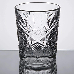 Hobstar Double Old Fashioned Glasses 12oz / 340ml - Set of 4 - Vintage Cut Glass Whisky Tumblers by Libbey