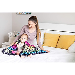 CandyJane Baby Blanket for Girls, Infant, Toddler, Rainbow Leopard Print, Super Soft Minky Fabric, 30 X 40 Inch (CJLBB1984)