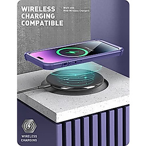 i-Blason Ares for iPhone 14 Pro Max Case 6.7 inch (2022), Full-Body Clear Rugged Bumper Case with Built-in Screen Protector (Purple)