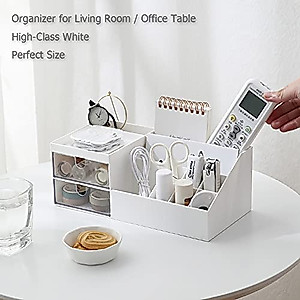 Kayviex Makeup Desk Organizer, DIY Makeup Storage Box with Drawers for Cosmetics, Skincare, Lipsticks, Jewelry, Ideal for Bedroom and Bathroom Countertop, Pure White