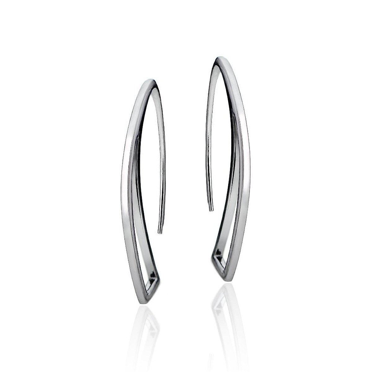 Hoops & Loops Sterling Silver Geometric Polished Hook Earrings