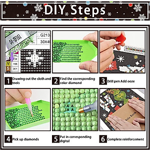 Yonmlenm Christmas Night Diamond Art Kits-Adult DIY Snowman House Round Dot Diamond Art Kits,Suitable for Gift Home Bedroom Living Room Wall Decoration(12×16)